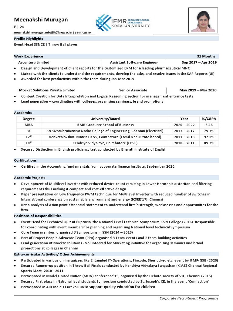 088 Meenakshi Murugan CV | PDF | Power Inverter