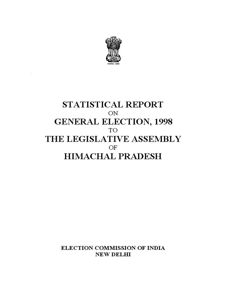 Statistical Report General Election, 1998 The Legislative Assembly ...
