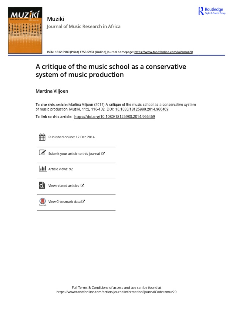 A Critique of The Music School As A Conservative System of Music ...