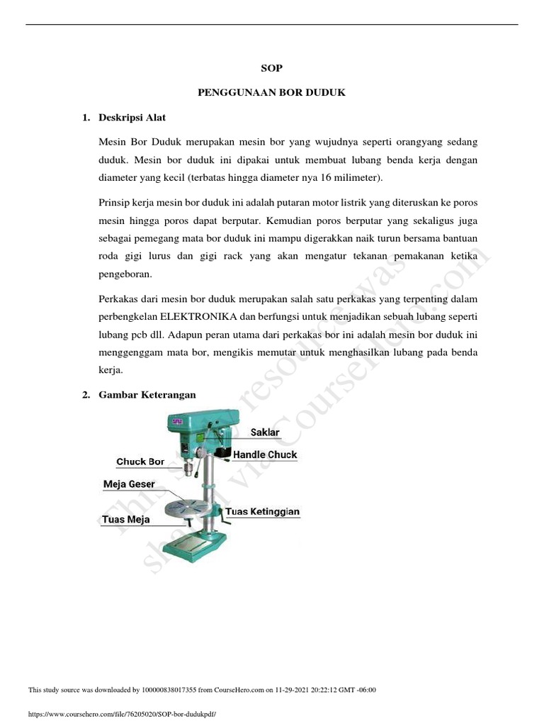 SOP Bor Duduk PDF | PDF