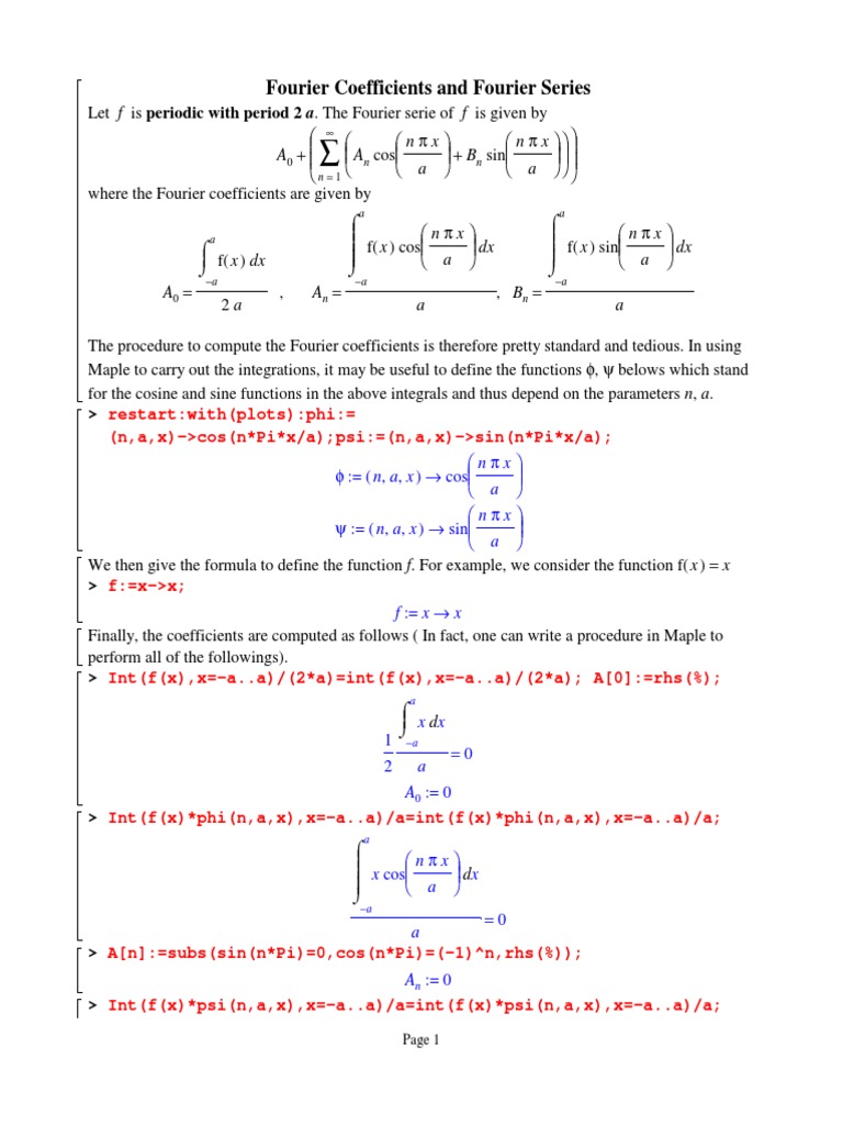 Fourier Maple Code | PDF