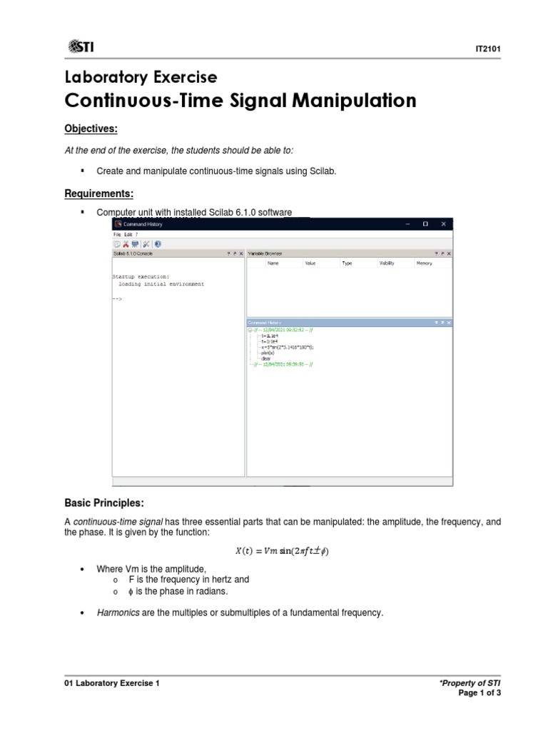 Continuous-Time Signal Manipulation: Laboratory Exercise | PDF | Phase ...