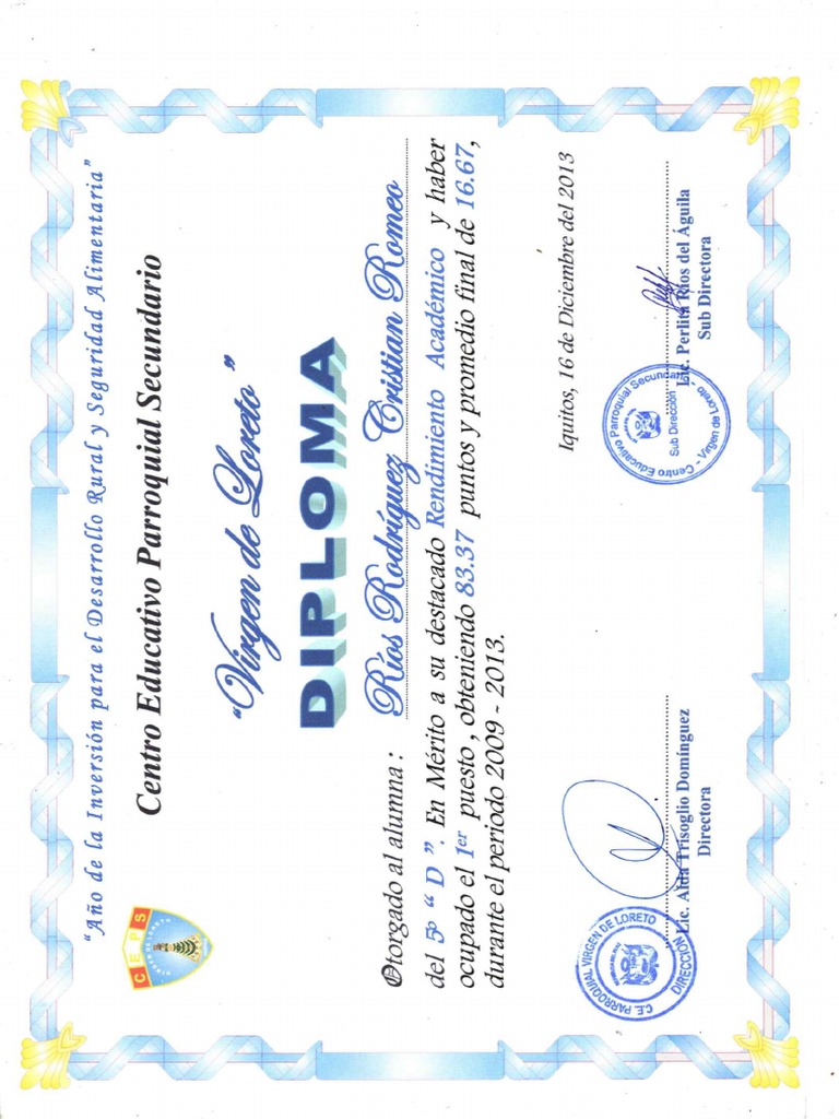 Diploma de Primer Lugar | PDF