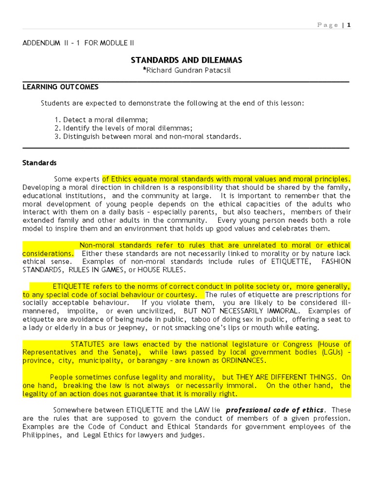 Addendum II 1 | PDF | Morality | Etiquette