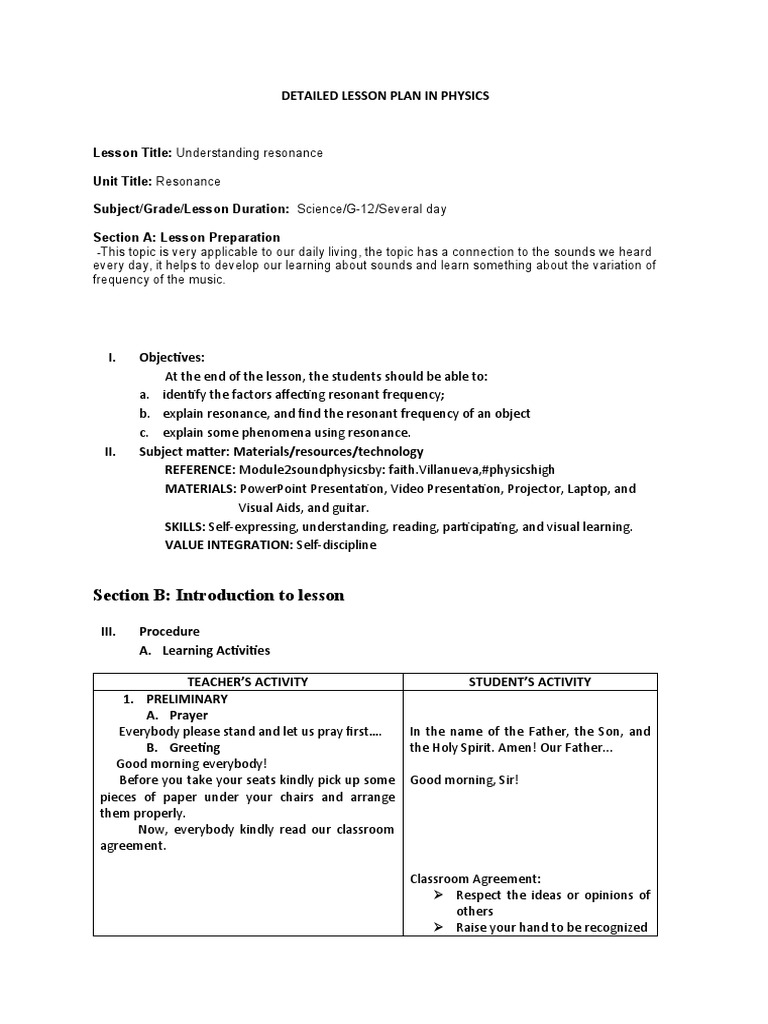 Final Lesson Plan in Physics | PDF | Sound | Resonance
