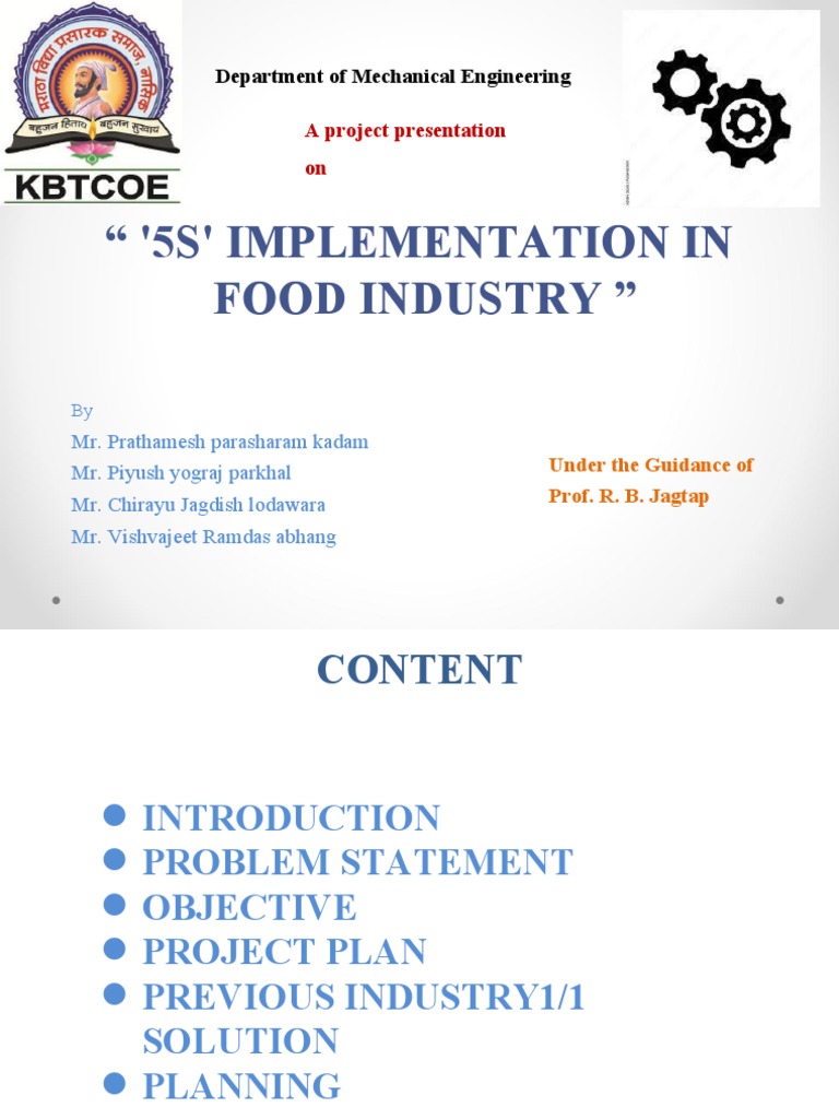 " '5S' Implementation in Food Industry ": Department of Mechanical ...