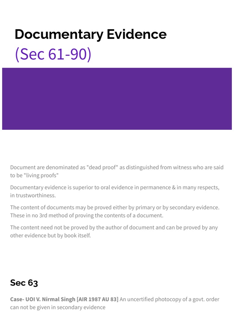 Documentary Evidence | PDF | Evidence (Law) | Will And Testament