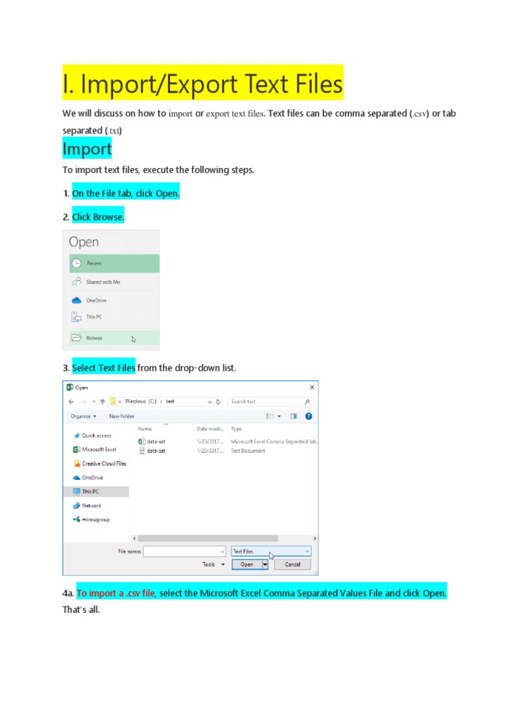 HOW TO IMPORT - EXPORT Data-File in Excel | PDF