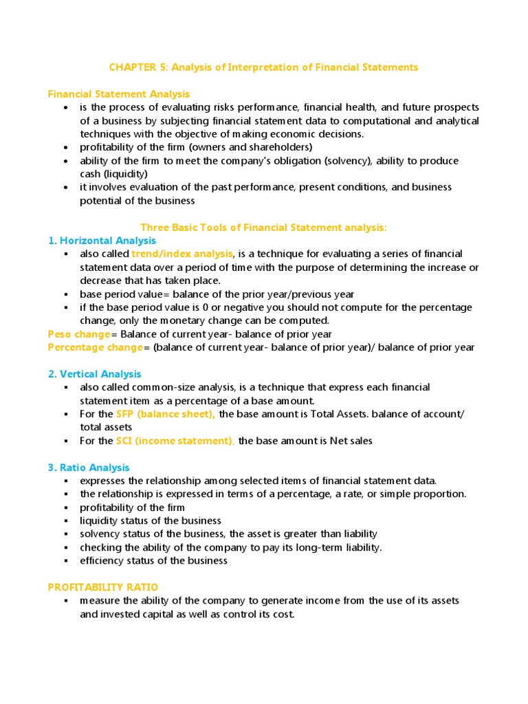 Analysis of Interpretation of Financial Statements | PDF | Equity ...