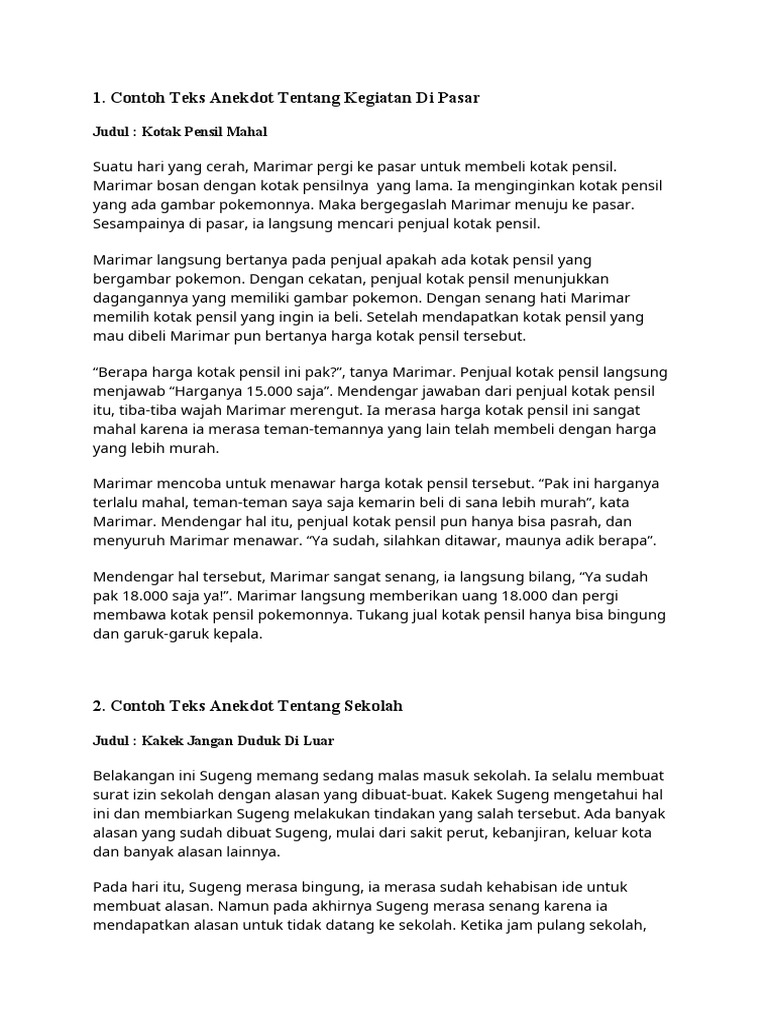 Anekdot Lucu Sehari-hari di Pasar | PDF