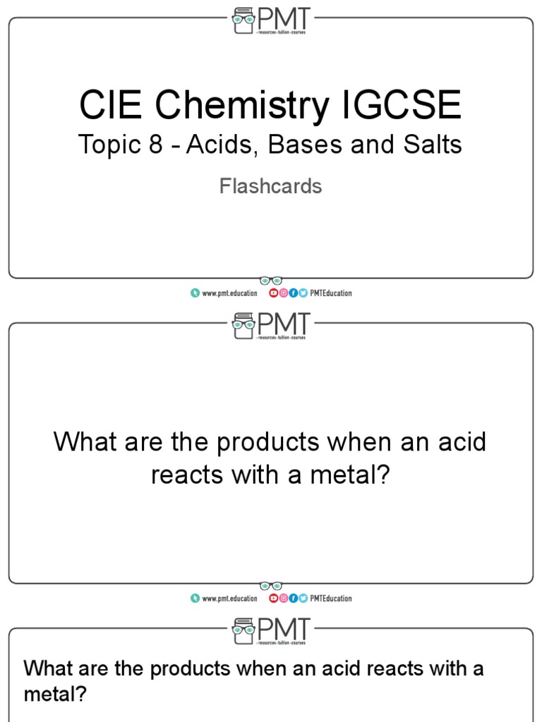 Flashcards - Topic 5 Acids, Bases and Salts - CAIE Chemistry IGCSE ...