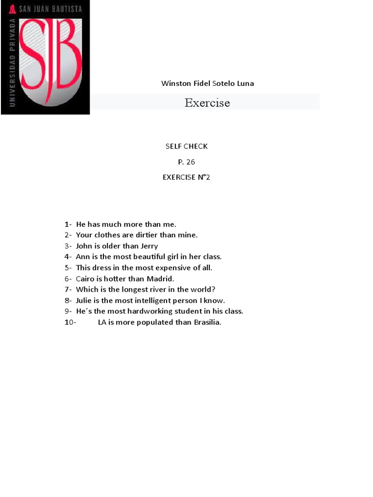 Self Check - P. 26 - Exercise 2 Ingles | PDF