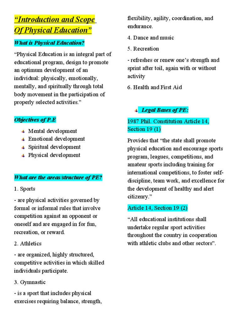 Introduction and Scope of Physical Education | Download Free PDF | Dances