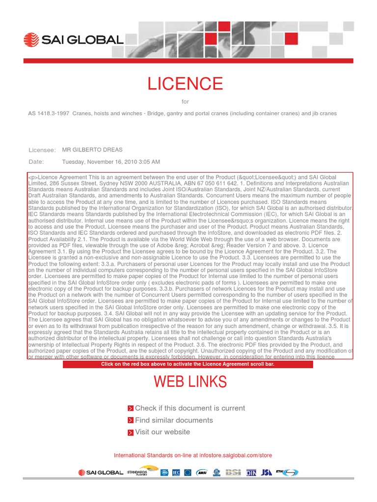 As 1418.03-1997 Cranes Hoists and Winches - Bridge Gantry and - Portal ...