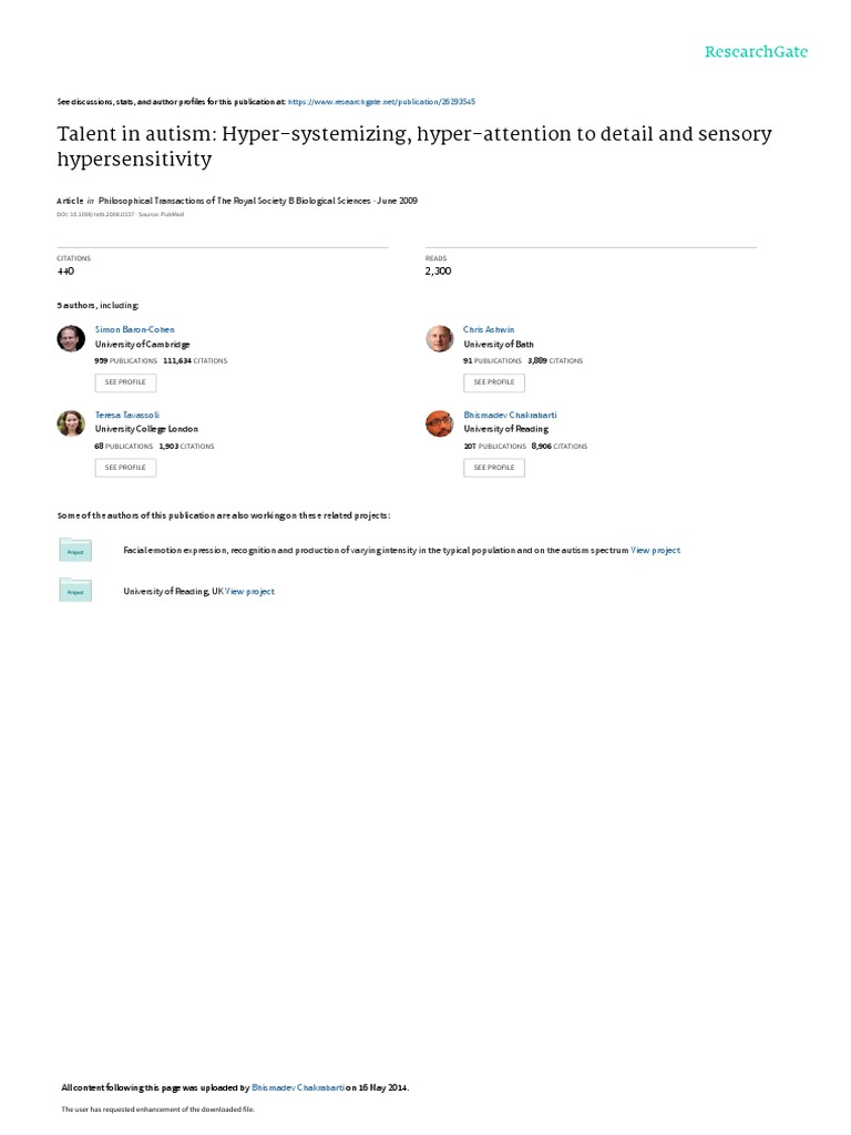 Talent in Autism: Hyper-Systemizing, Hyper-Attention To Detail and ...