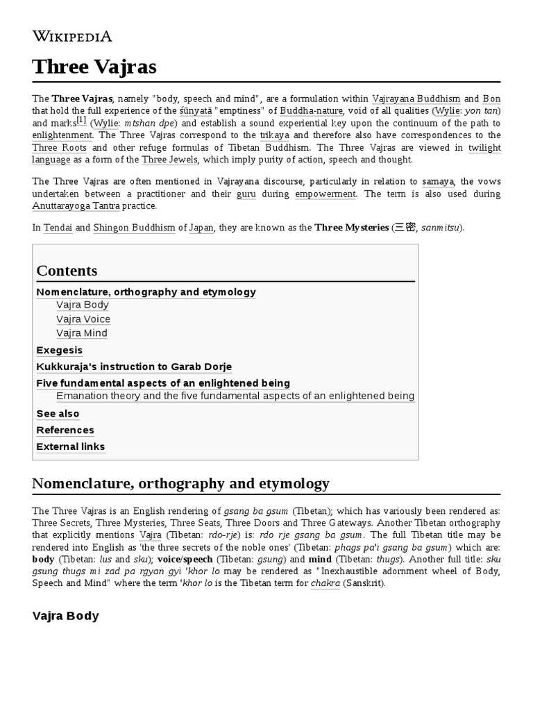 Three Vajras: Vajra Body | PDF | Buddhist Philosophy | Eastern Philosophy