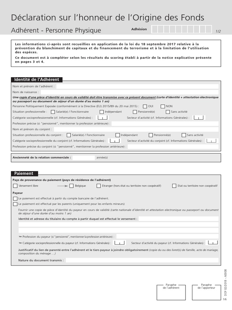 DOF 02 2018 A0008 Declaration Origine Fonds | Download Free PDF ...