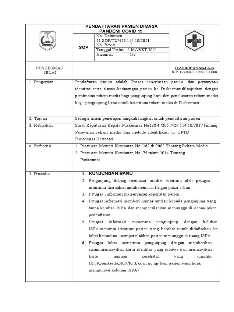 Sop Loket Pendaftaran | PDF