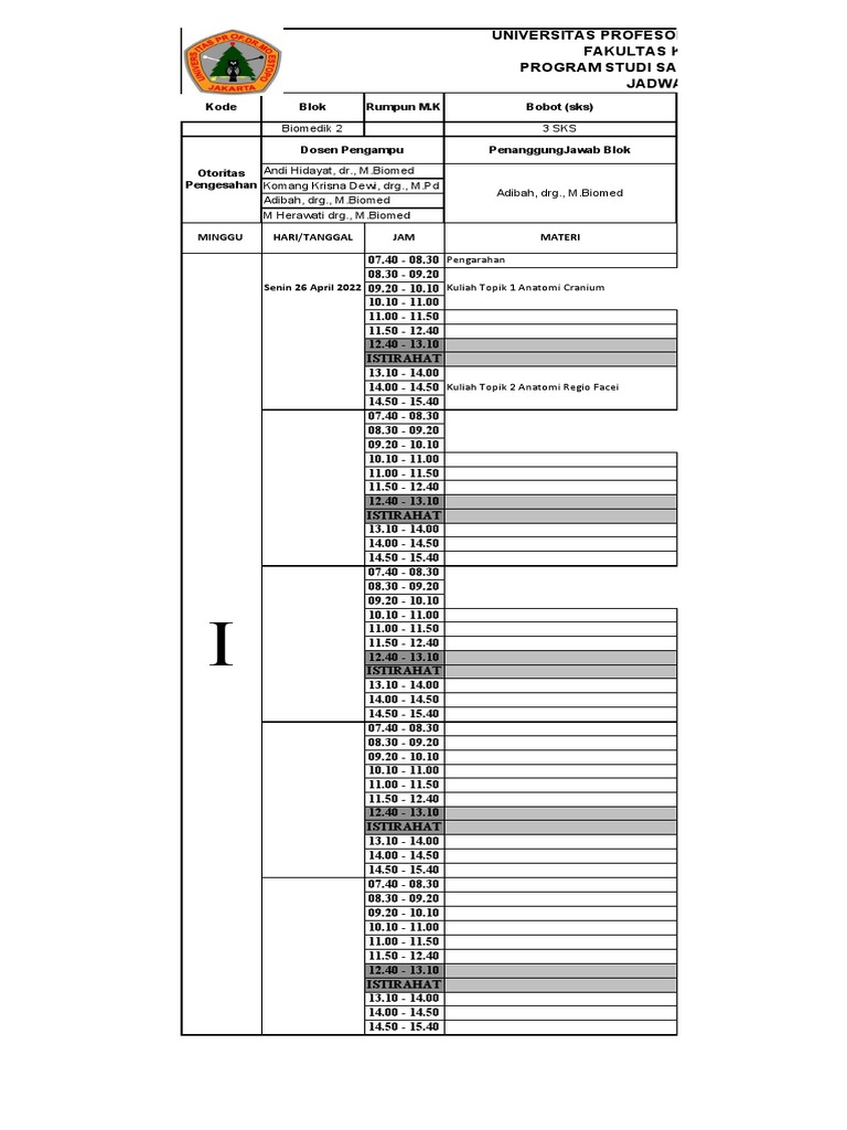 Silabus BIOMEDIK 2 TH 20212022 | PDF