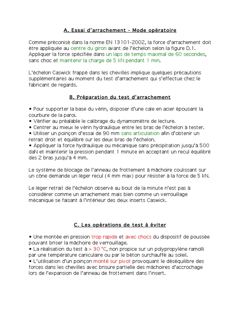 Test d'arrachement des échelons Caswick | PDF | Béton
