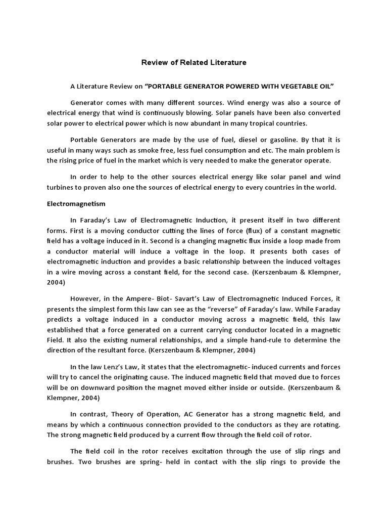 Review of Related Literature | PDF | Electromagnetic Induction ...