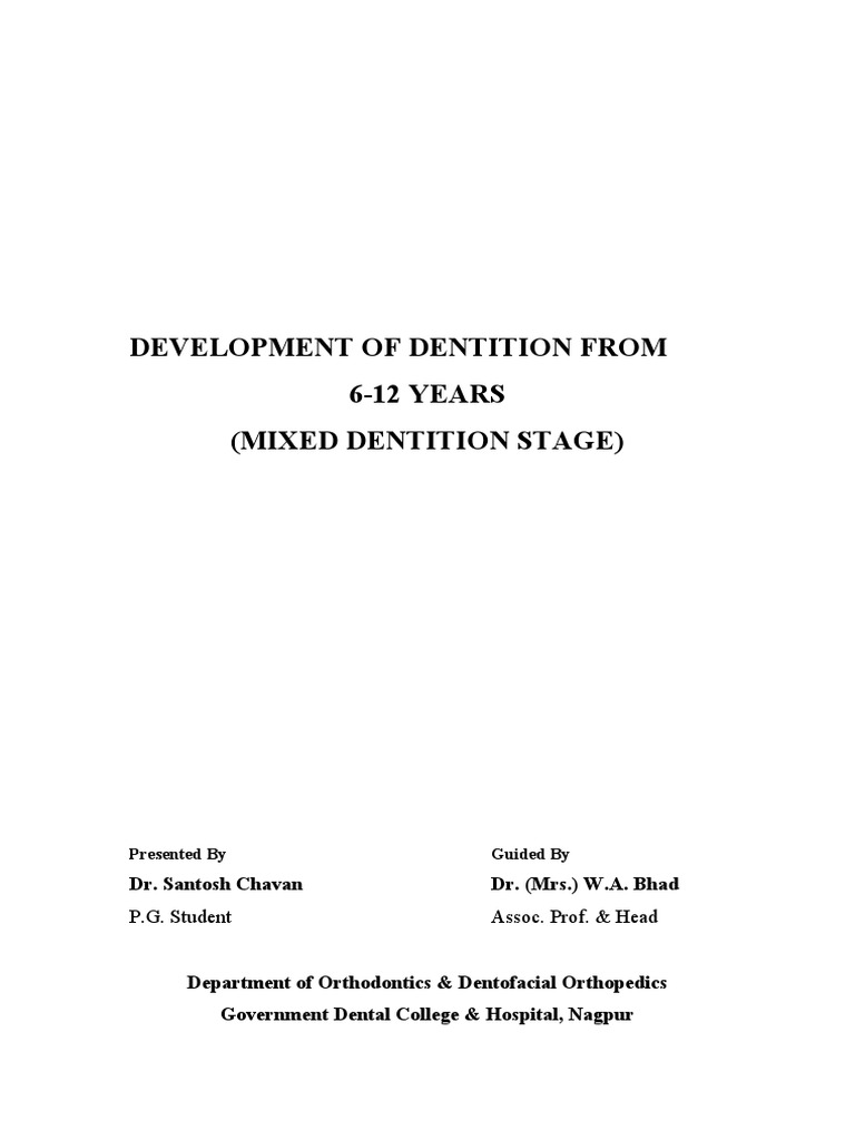 Mixed Dentition Development 6-12 Years | PDF | Wellness | Science ...