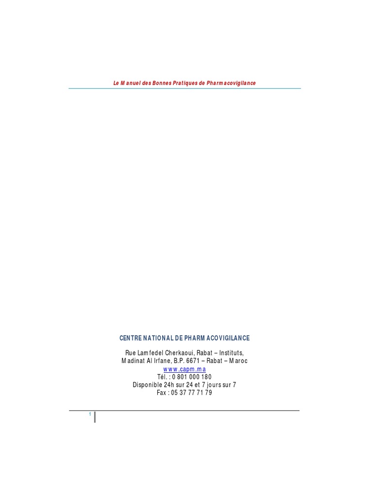 Manuel Des Bonnes Pratiques de PV | PDF | Pharmacovigilance | Pharmacien