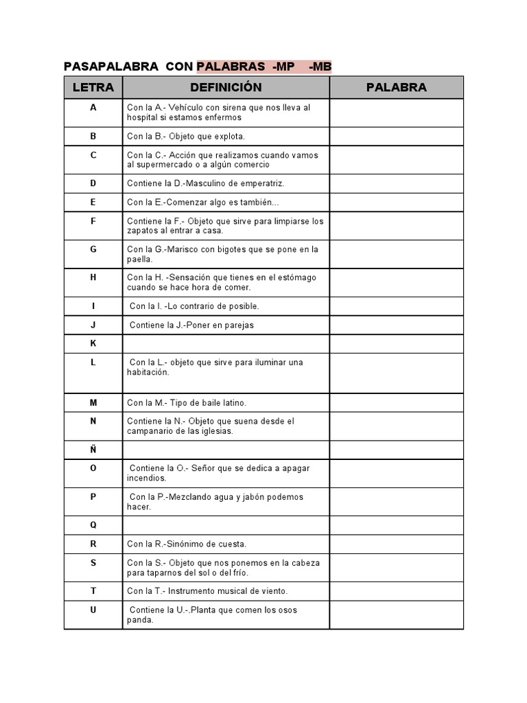 Pasapalabra Con Palabras - MP - MB | PDF
