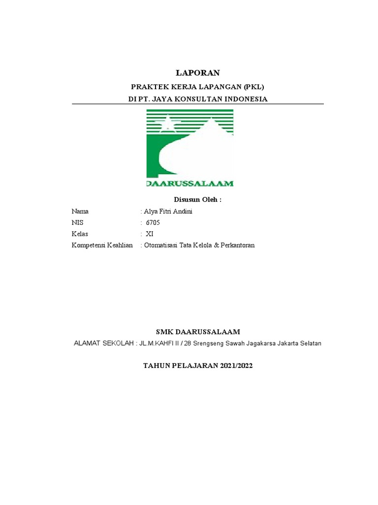 Contoh Format Laporan Tugas Akhir Pdf