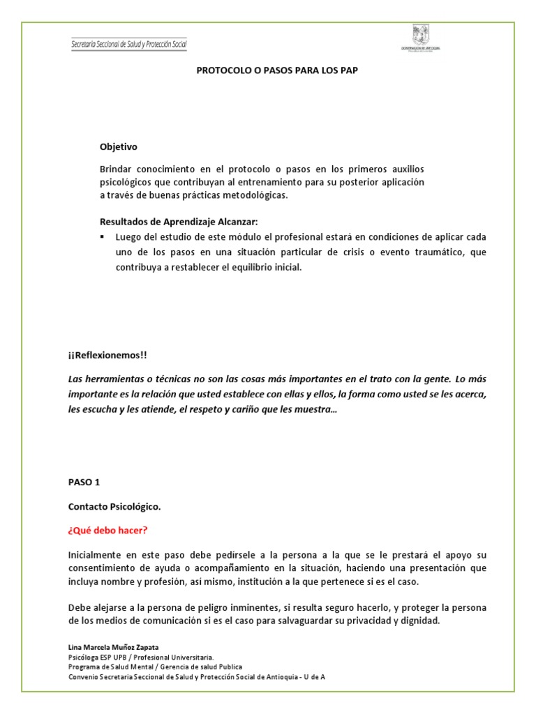 Protocolo Pasos para Los PAP | PDF | Sicología | Cerebro