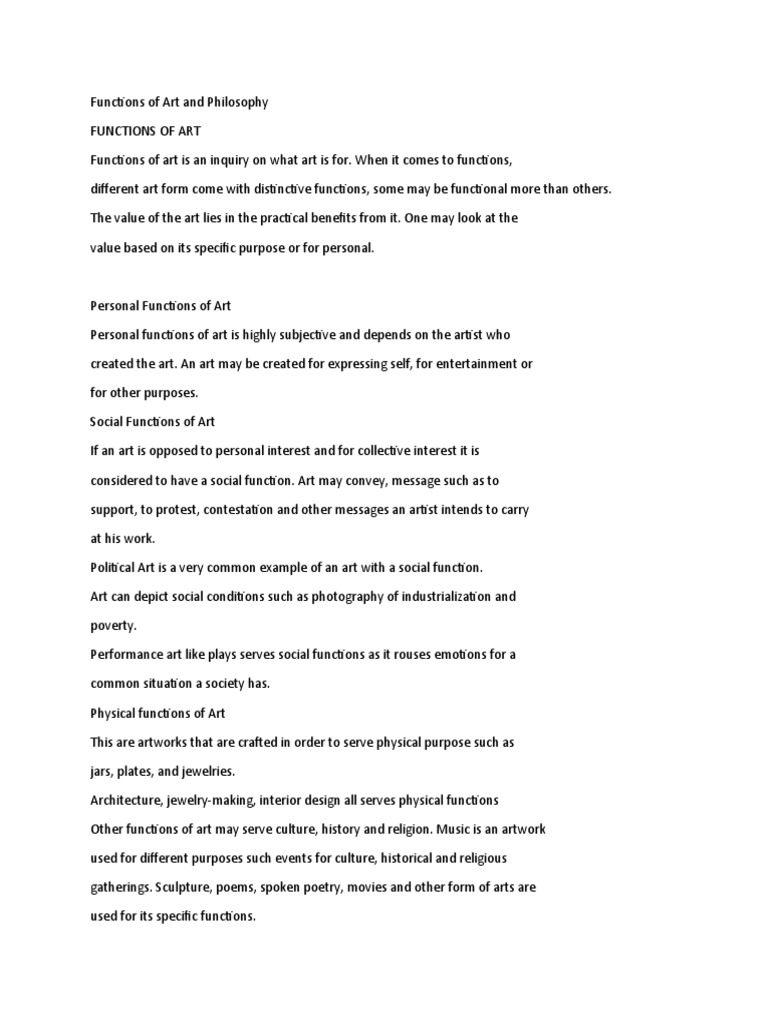 Functions of Art and Philosophy | PDF | Beauty | Emotions
