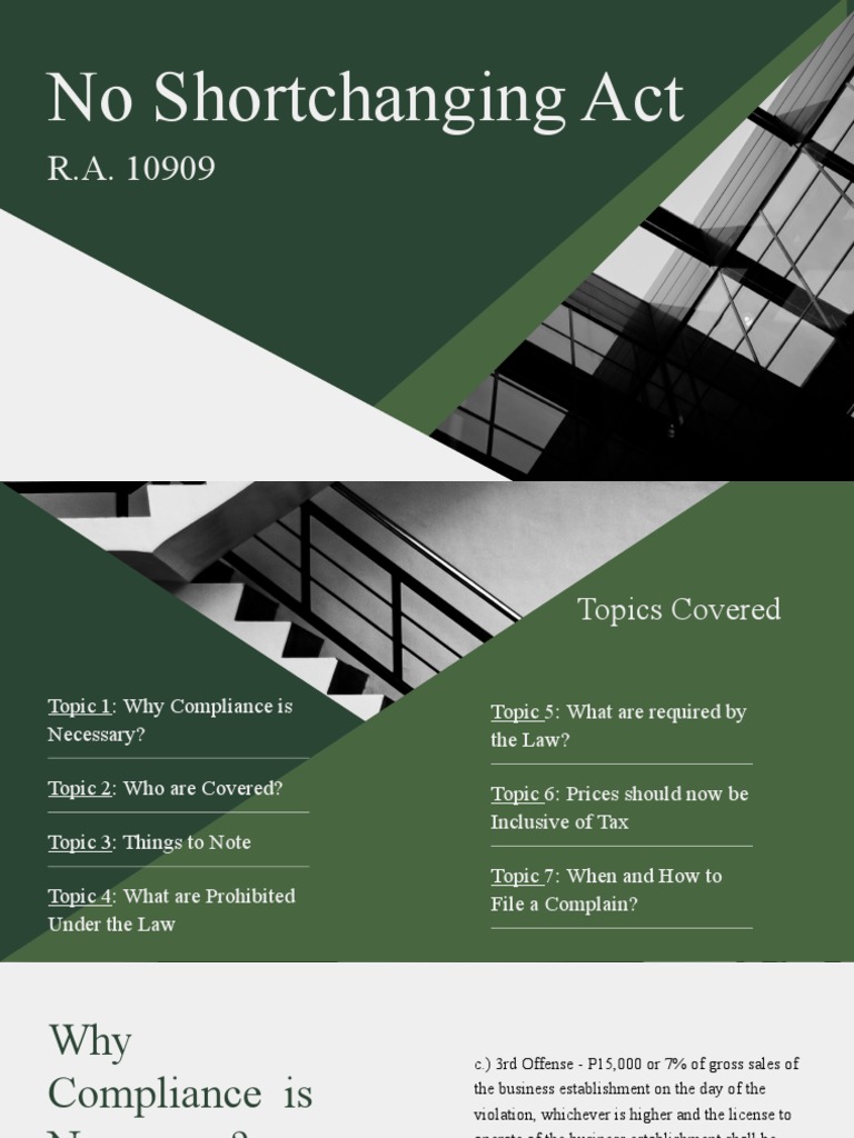 No Shortchanging Act Overview | PDF | Goods | Taxes