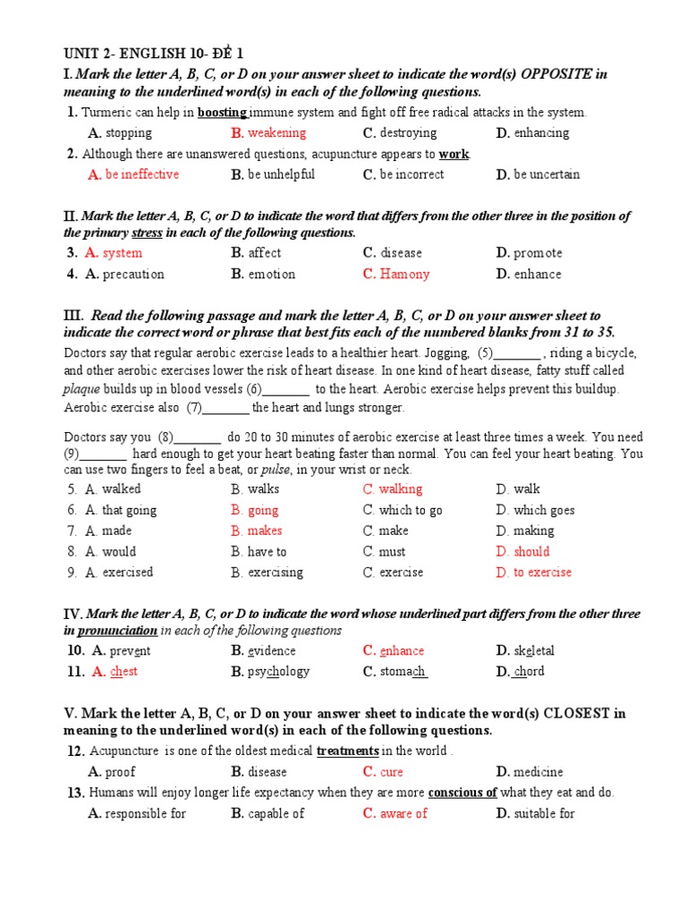 E10 - Unit 2-3-Key | PDF | Fat | Blood Transfusion
