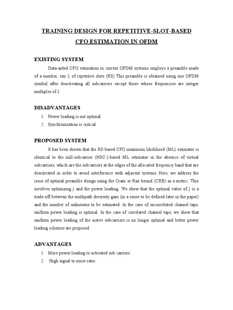 Training Design For Repetitive-Slot-Based Cfo Estimation in Ofdm | PDF | Orthogonal Frequency ...