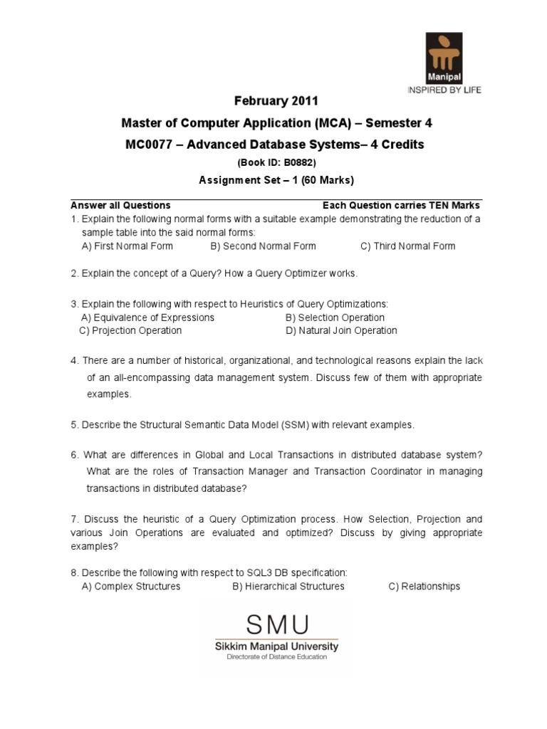 Advanced Database Systems Assignment Guide | PDF | Computers