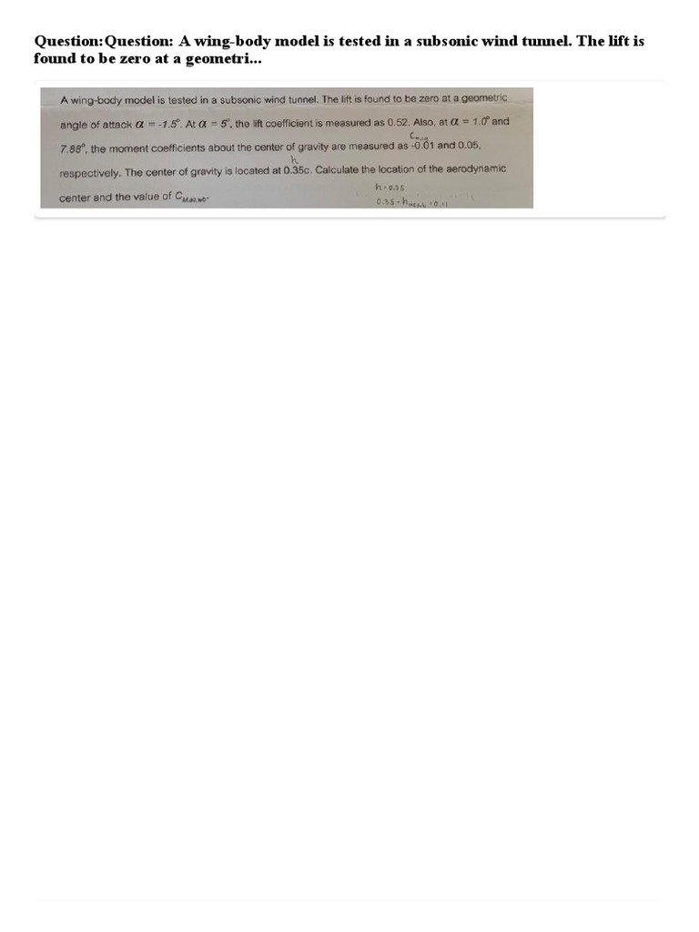 Wing-Body Model Testing Results | PDF | Teaching Methods & Materials ...