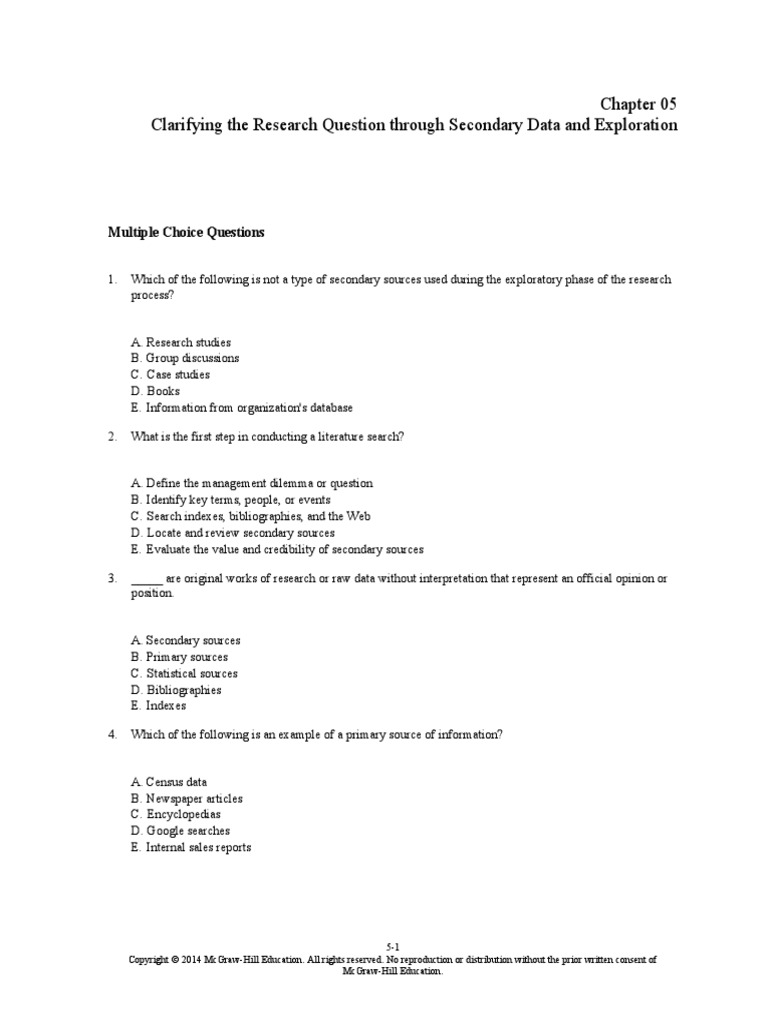 Clarifying The Research Question Through Secondary Data and Exploration ...