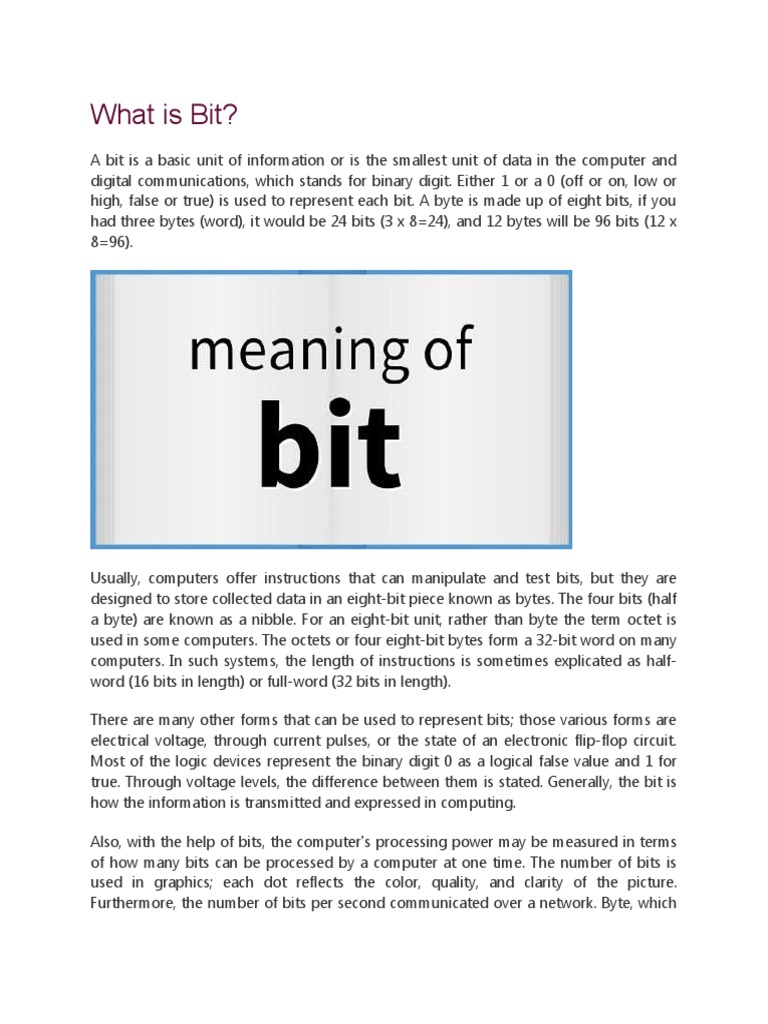 What Is Bit | PDF | Bit | Computing