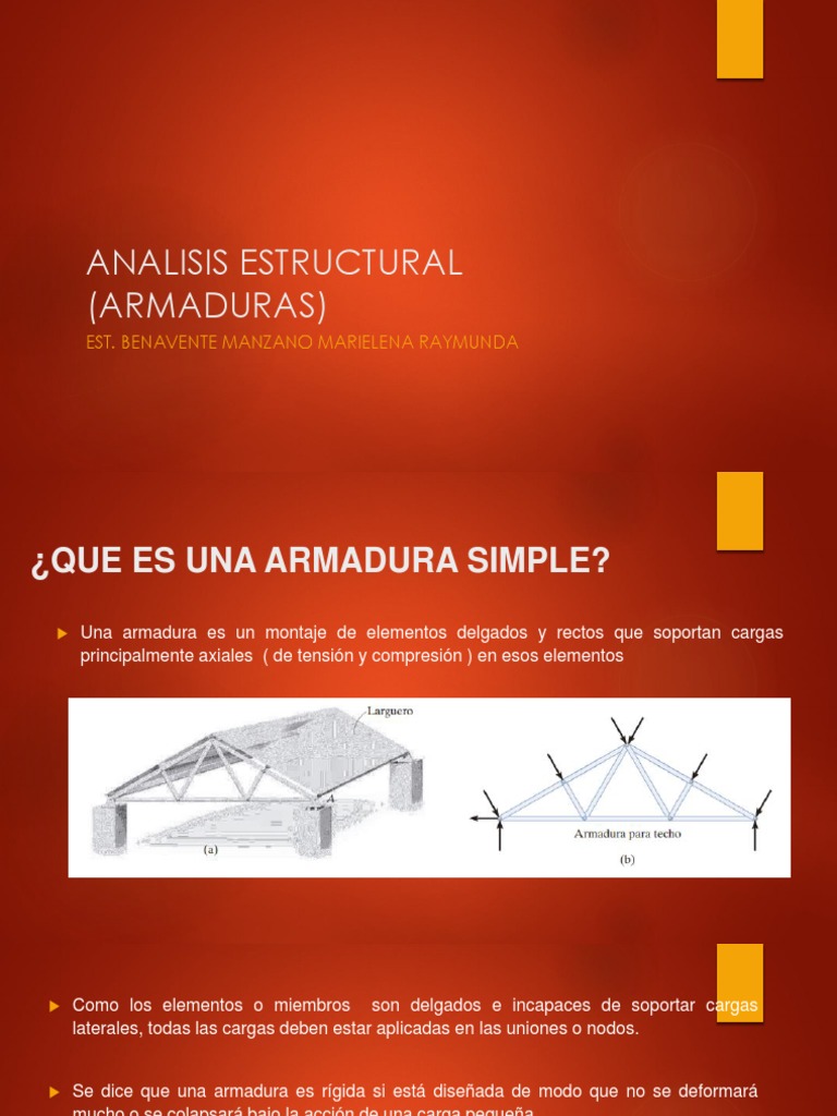Tipos y Análisis de Armaduras Estáticas | PDF | Braguero | Ecuaciones