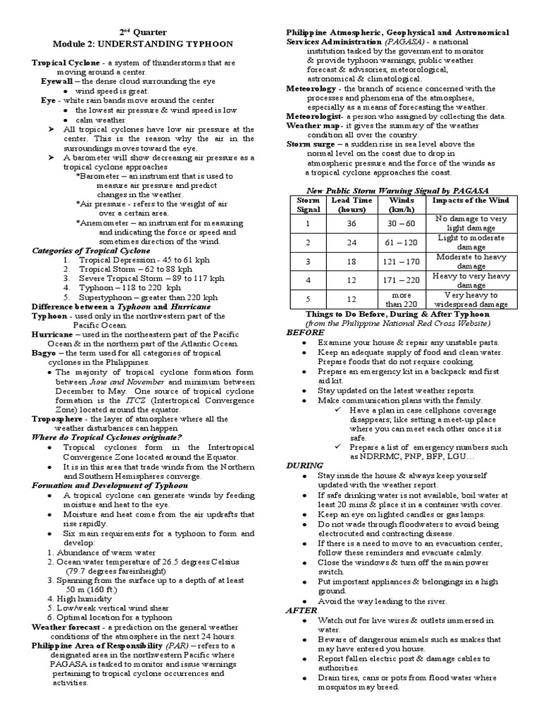 Understanding Typhoon Notes | PDF | Tropical Cyclones | Eye (Cyclone)