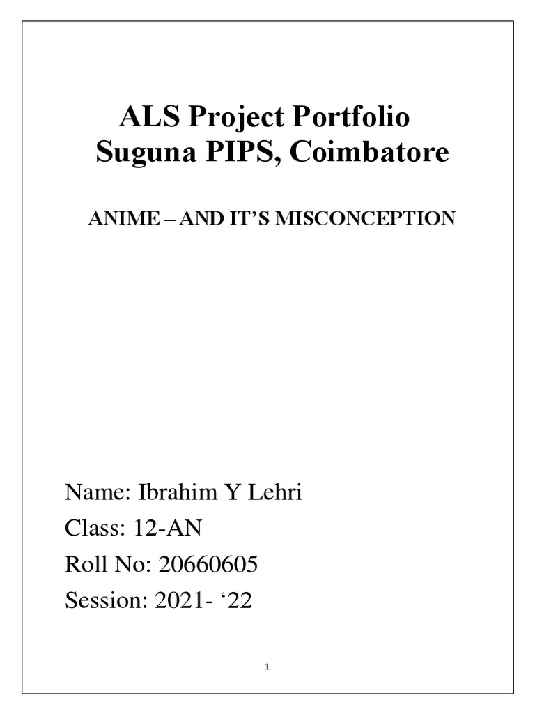ALS Project Portfolio | PDF | Anime | Animation