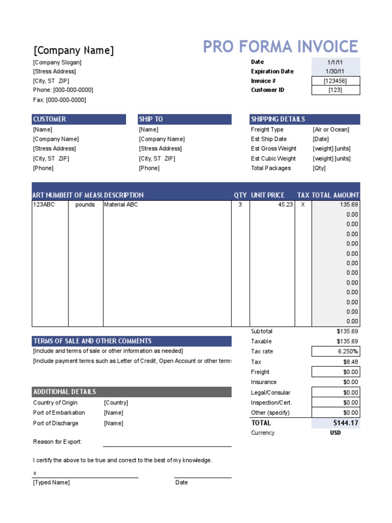 Pro Forma Invoice | PDF | Pro Forma | Invoice