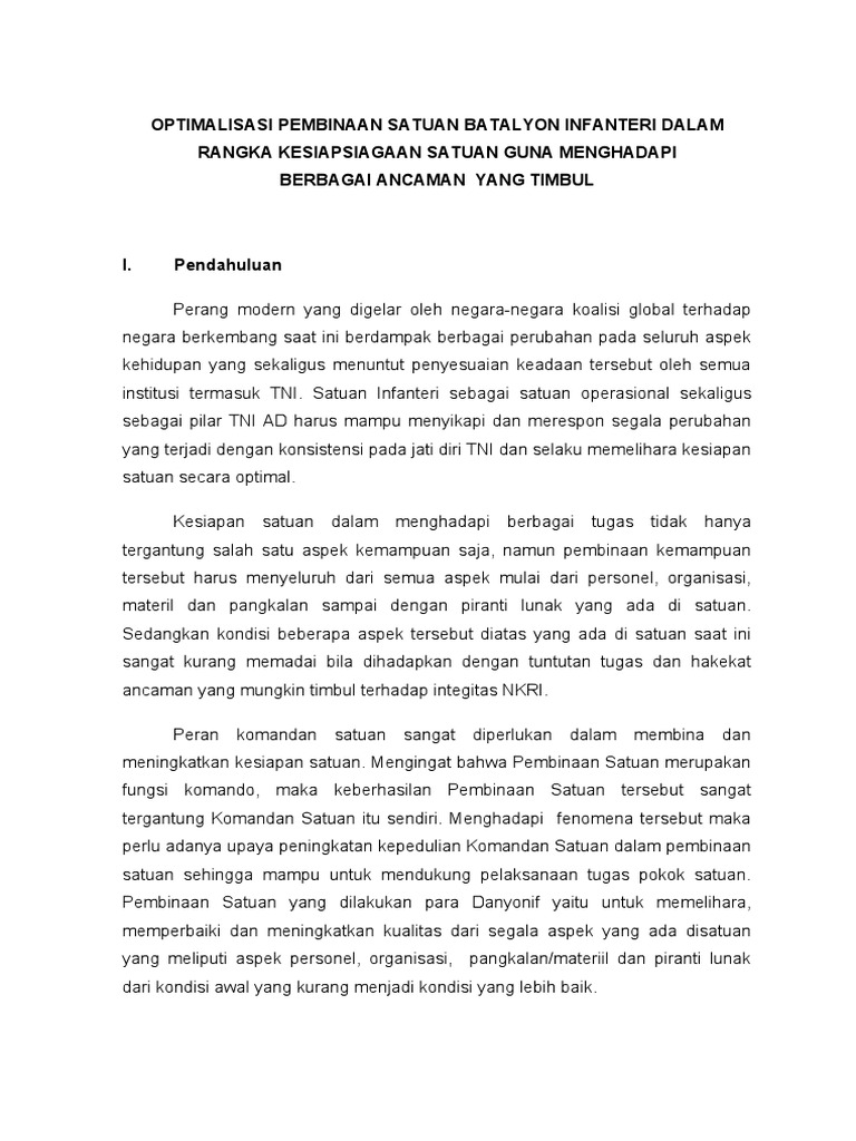Optimalisasi Pembinaan Batalyon Infanteri | PDF | Karier & Perkembangan | Bisnis