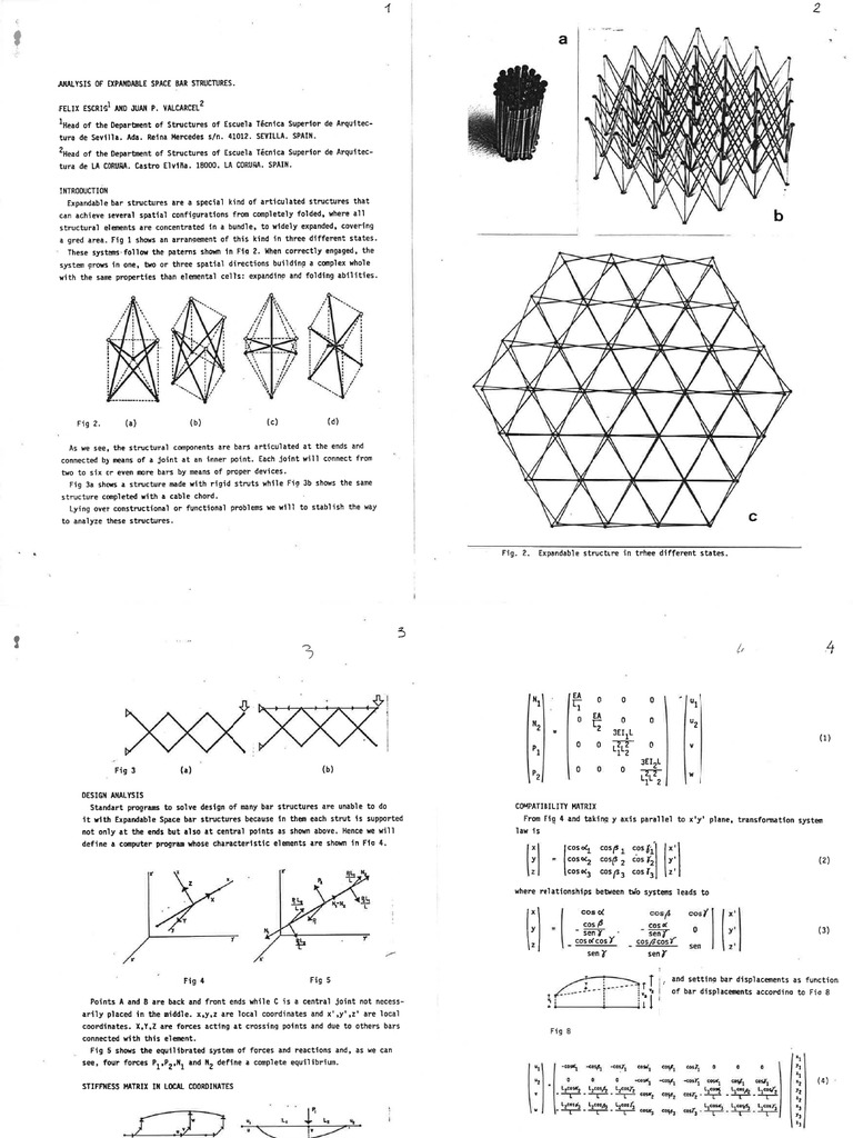 1986-2 Analysis of Expandable Space Bar Structures | PDF | Matrix ...