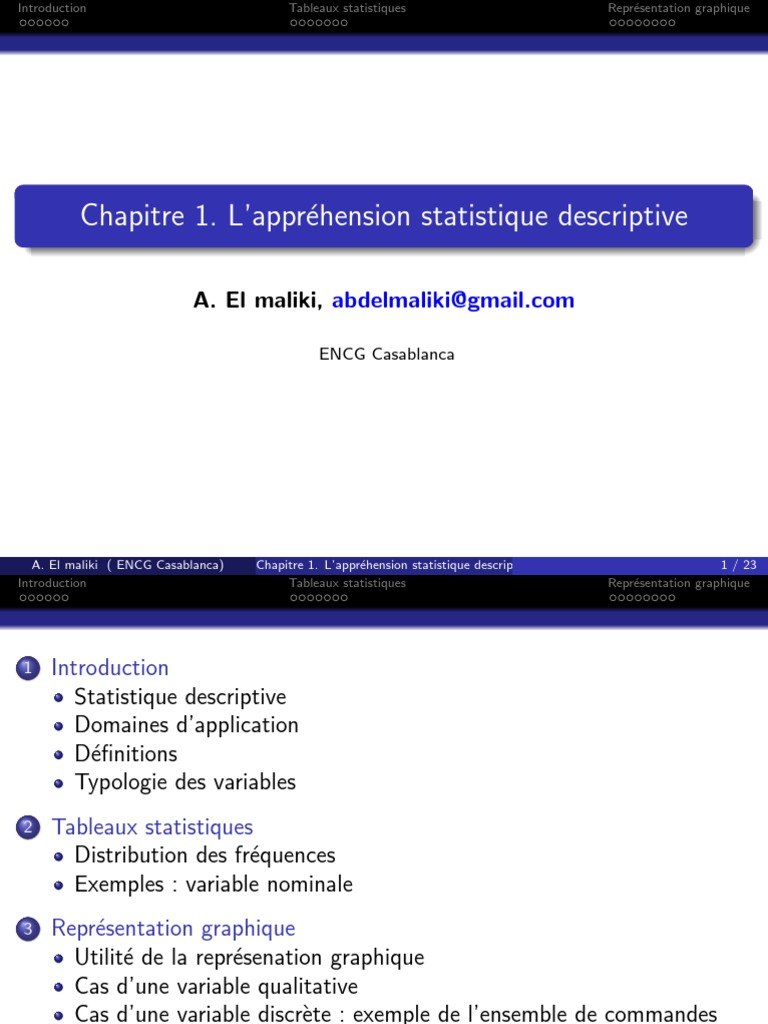 Statistique Descriptive Chap1 | PDF | Statistique descriptive ...