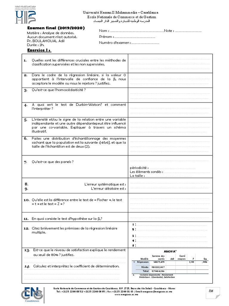 EXAMEN & CORRIGE 2019 2020 Add | PDF