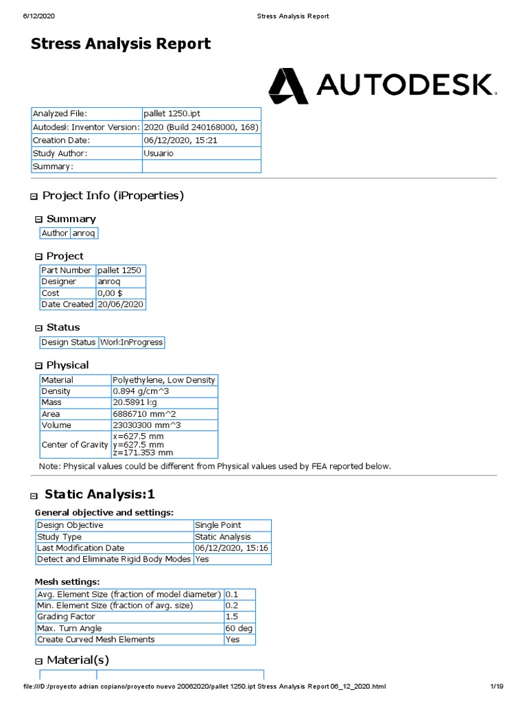 Stress Analysis Report PALLET 1255 | PDF | Strength Of Materials ...