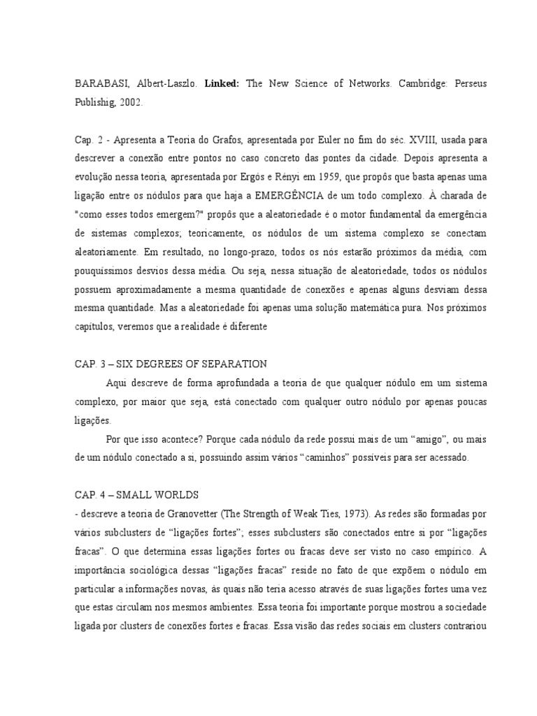 BARABASI, Albert-Laszlo. Linked - The New Science of Networks | PDF ...