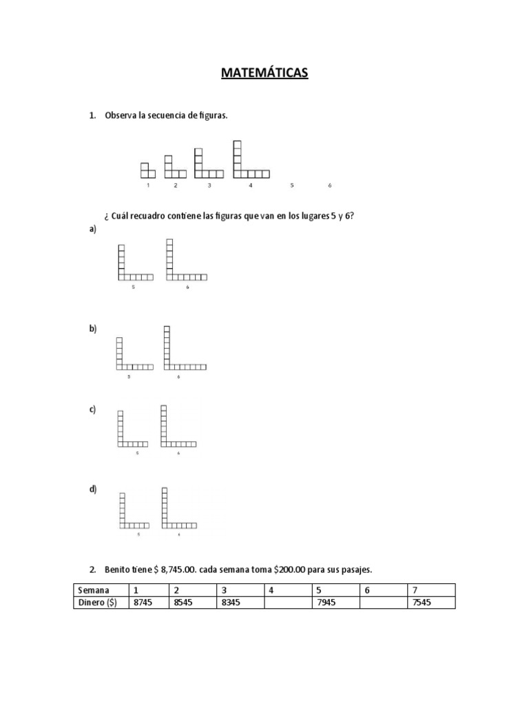 PRUEBA 4TO GRADO MATEMÁTICAS | PDF