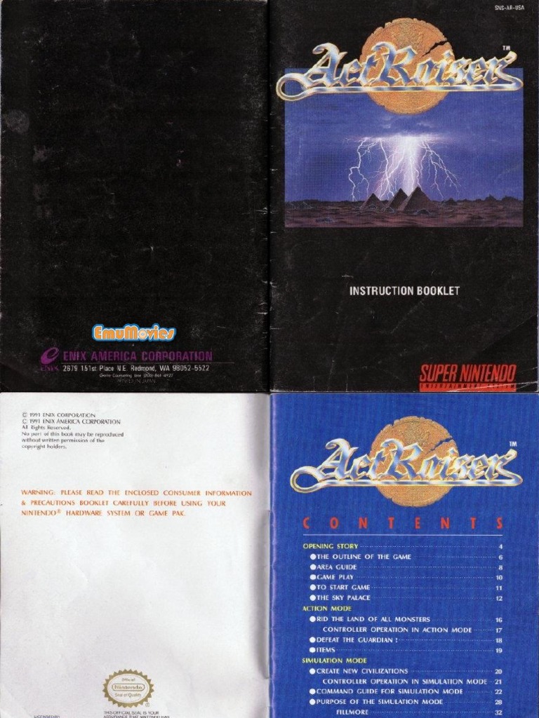 ActRaiser - SNES - Manual | PDF